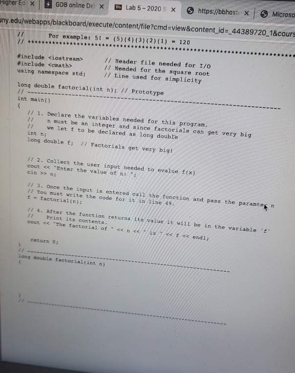 Solved Higher Ed x GDB online Del x w Lab 5-2020 S X | Chegg.com