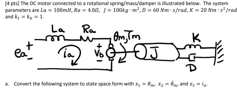 Solved [4 pts] The DC motor connected to a rotational | Chegg.com