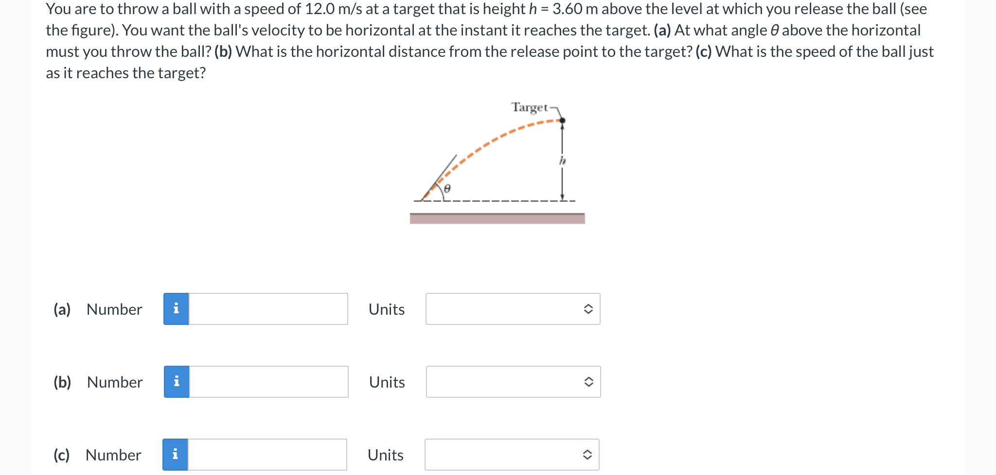 Solved You are to throw a ball with a speed of 12.0ms ﻿at a | Chegg.com