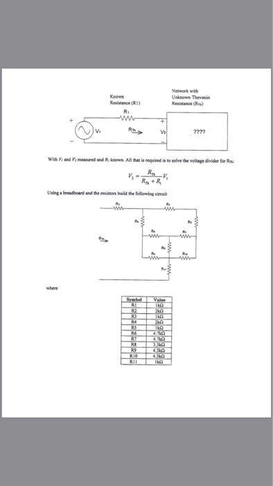 ENGR 2405 (Lab) Experiment 4 Thevenin Resistance and | Chegg.com