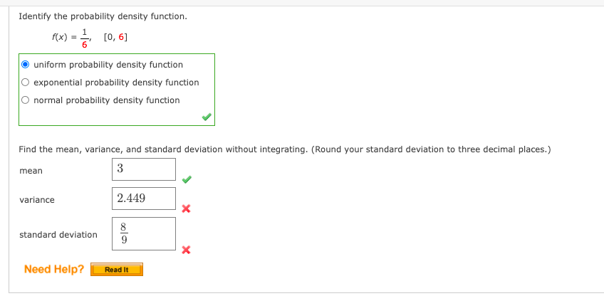 Solved Identify the probability density function. f(x 2) = | Chegg.com