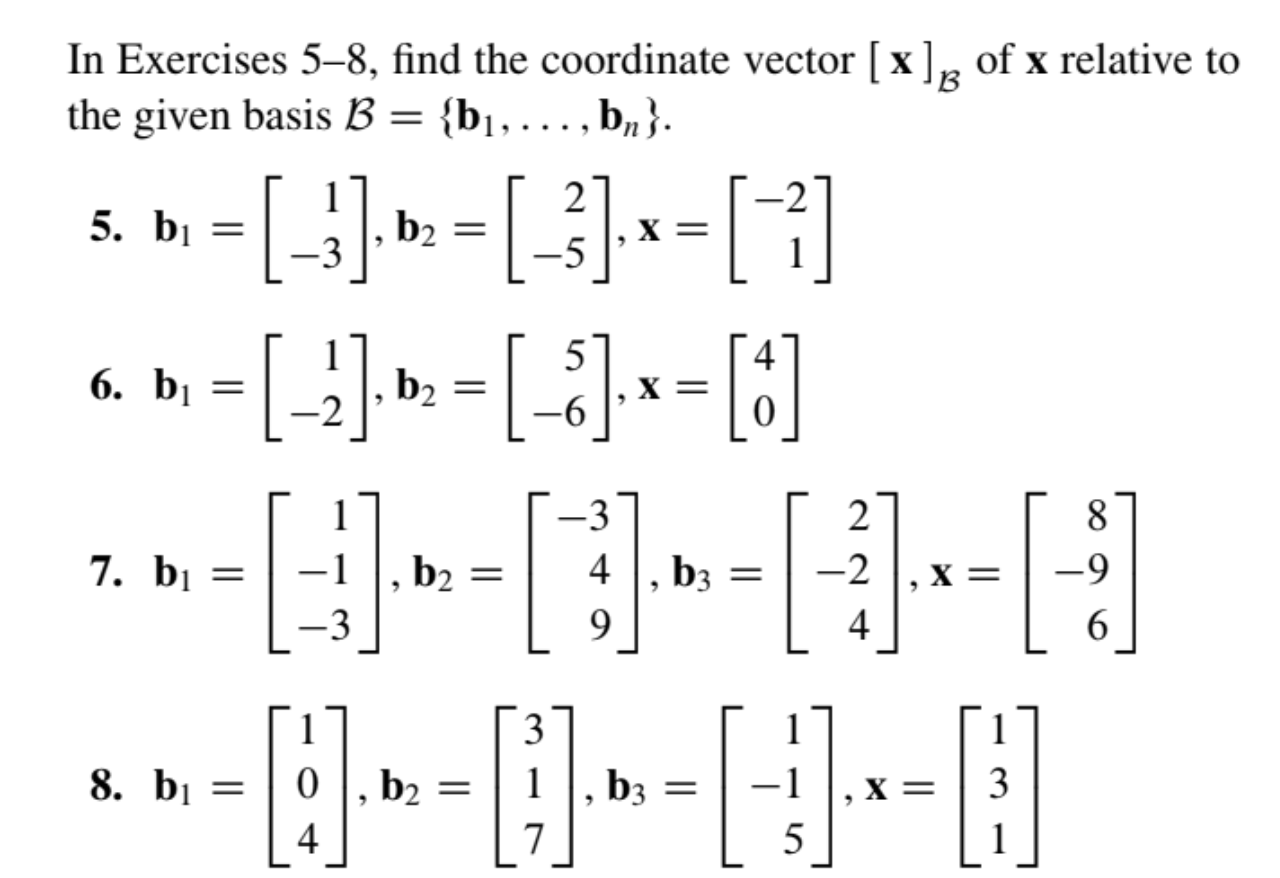 Solved In ﻿Exercises 8, ﻿find the coordinate vector | Chegg.com