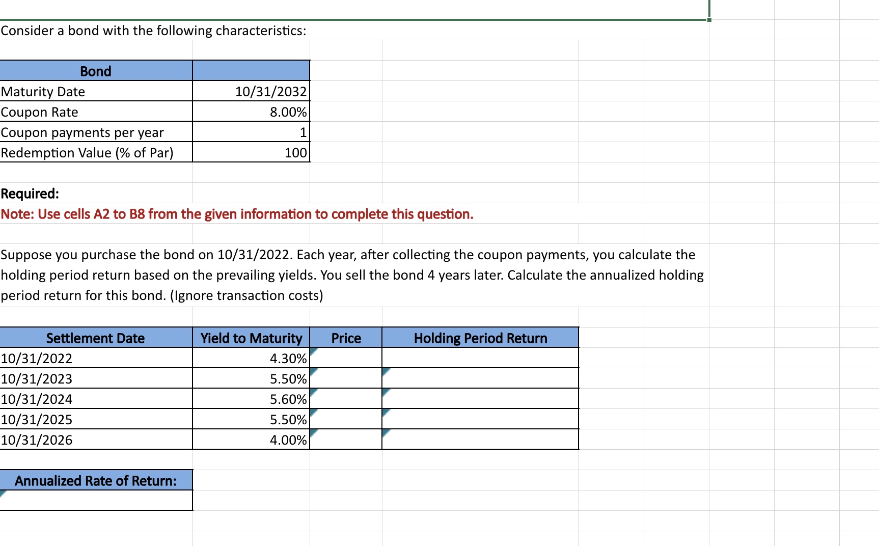 Consider a bond with the following | Chegg.com