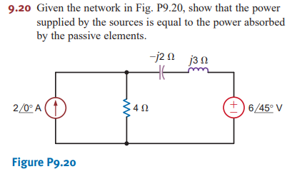 Solved 9.20 Given the network in Fig. P9.20, show that the | Chegg.com