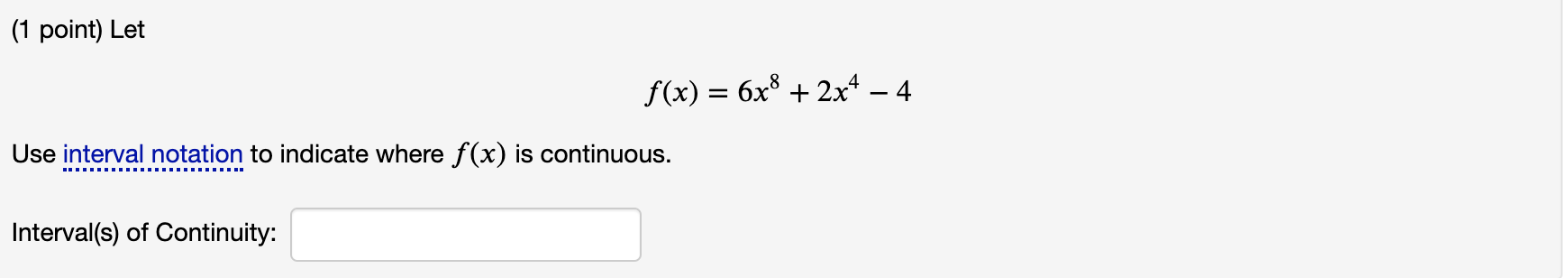 Solved (1 point) Let f(x) = Vx– 1. Use interval notation to | Chegg.com