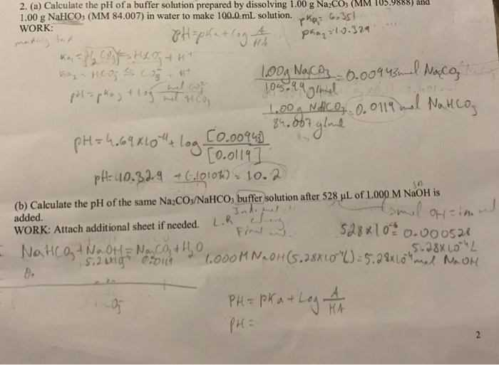 Solved 2. (a) Calculate the pH of a buffer solution prepared | Chegg.com