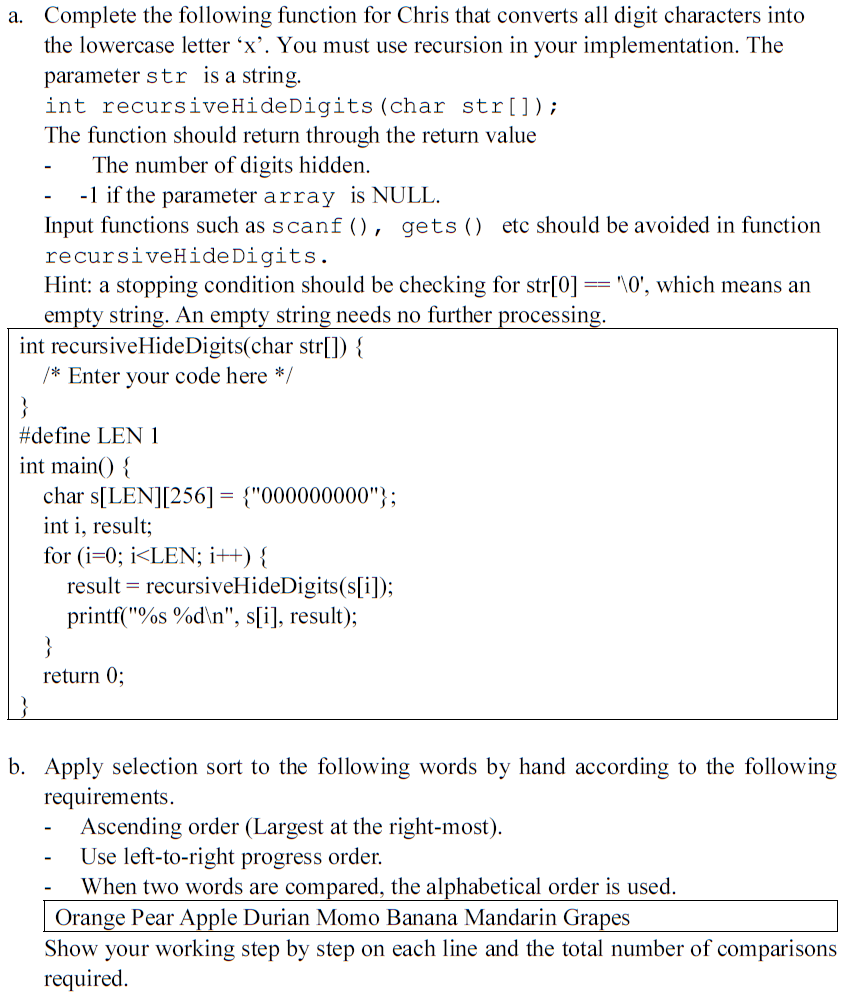 Solved Complete the following function for Chris that | Chegg.com