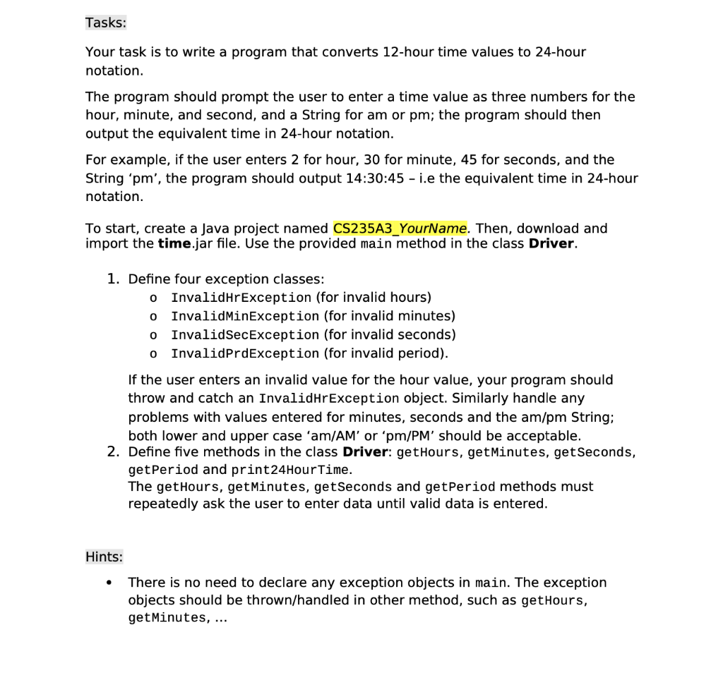 Solved package Time; import java.io.*; import | Chegg.com