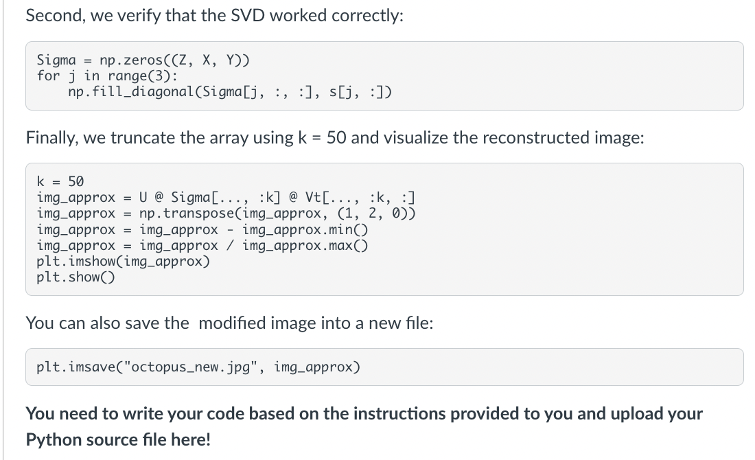 Solved Singular Value Decomposition The Singular Value | Chegg.com