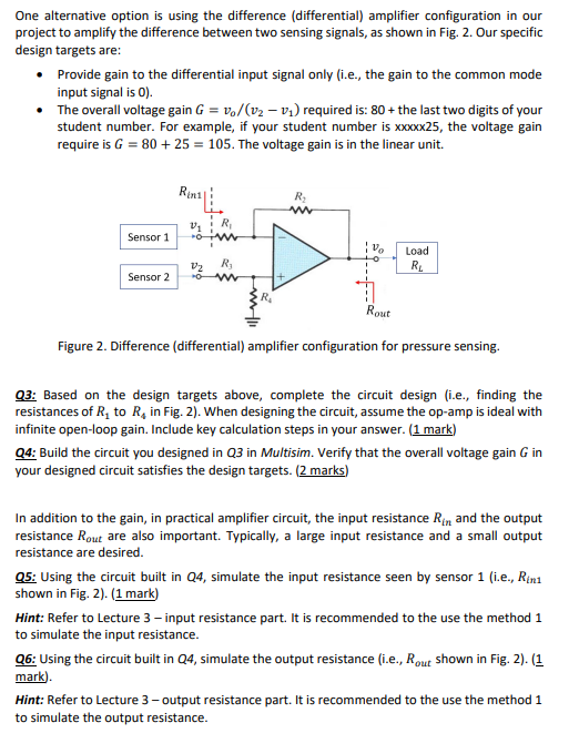 Solved Project - Op-Amp Pressure Sensing Circuits Project | Chegg.com