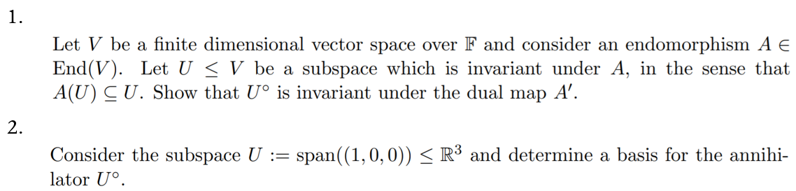 Solved Let V be a finite dimensional vector space over F and | Chegg.com