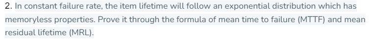 Solved 2. In constant failure rate, the item lifetime will | Chegg.com
