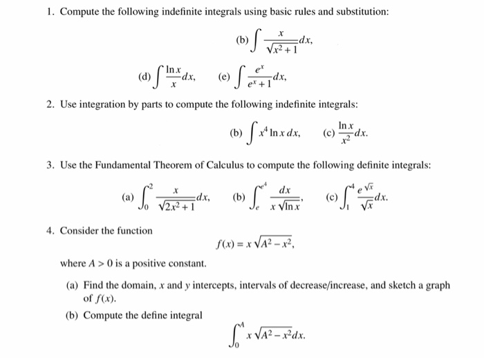 Solved 1. Compute the following indefinite integrals using | Chegg.com