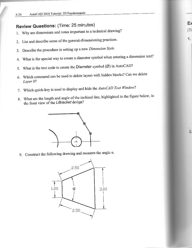 Solved 6-26 AutoCAD 2018 Tutorial: 2D Fundamentals Review | Chegg.com
