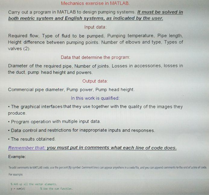 Mechanics exercise in MATLAB Carry out a program in | Chegg.com