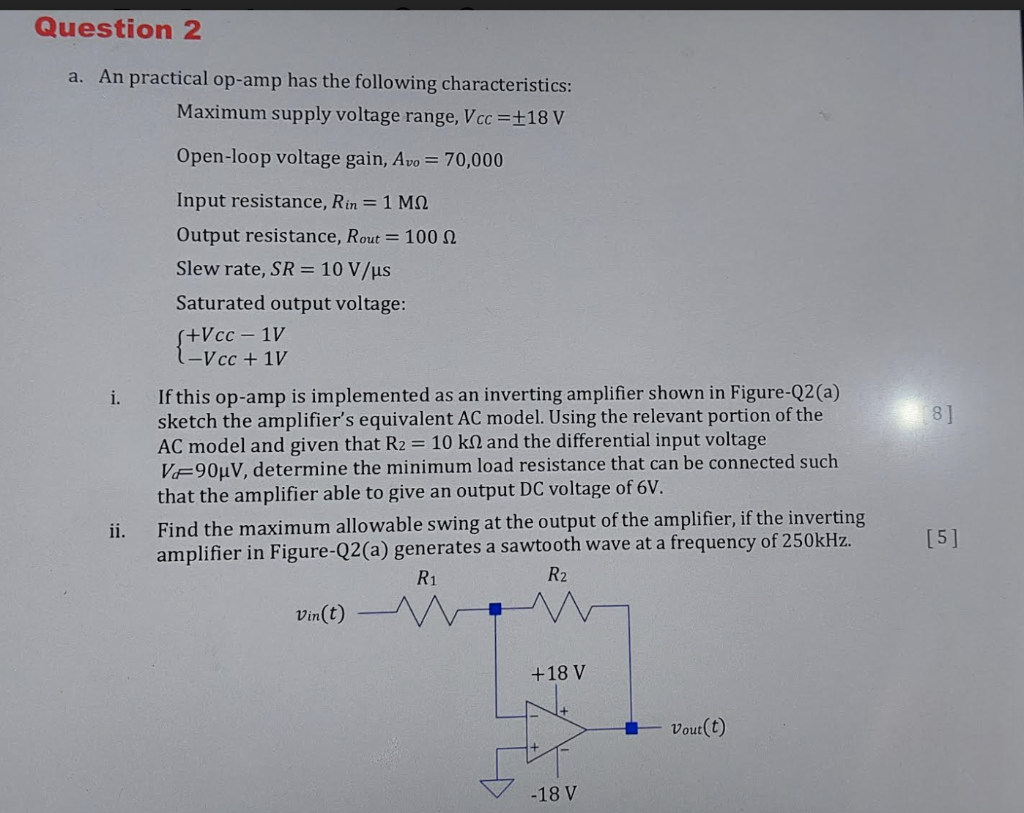 Solved Maximum supply voltage range, VCC=±18 V Open-loop | Chegg.com