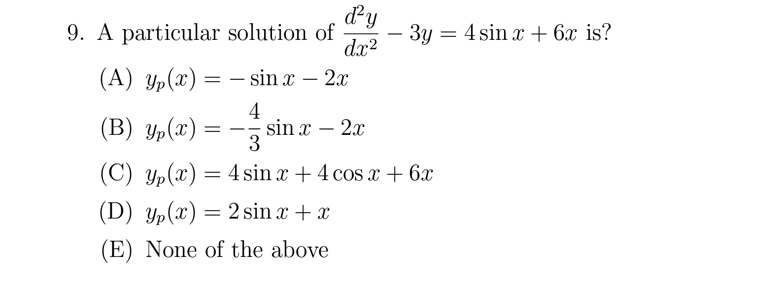 Solved A particular solution | Chegg.com