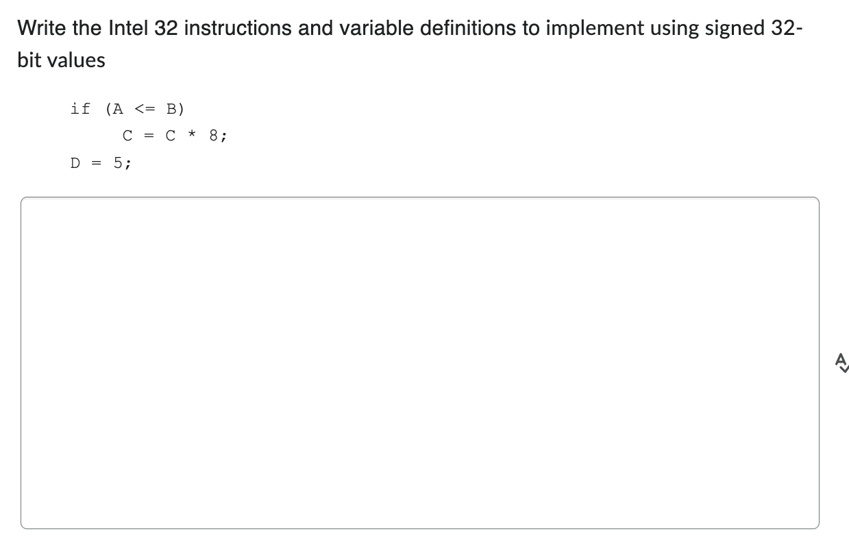 Solved Write the Intel 32 instructions and variable | Chegg.com