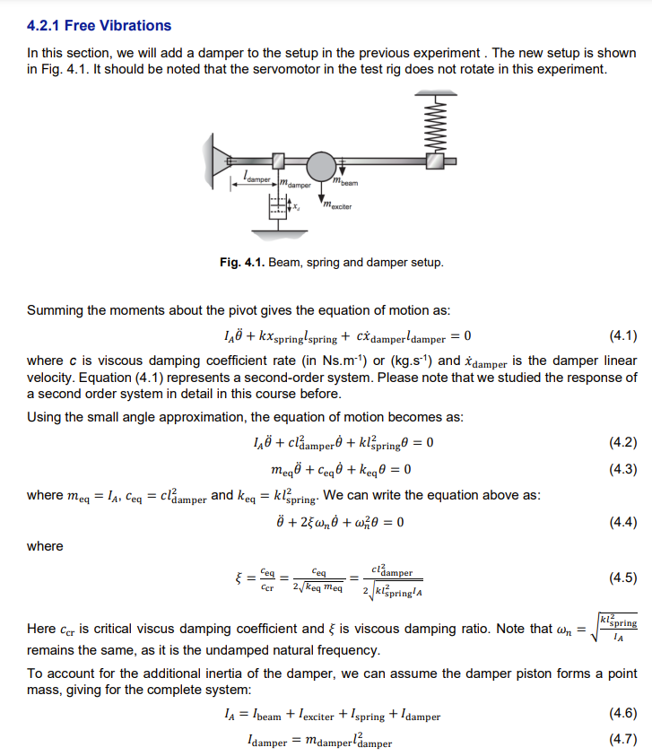 Fig. 3.1. Beam and spring setup. Summing the moments | Chegg.com