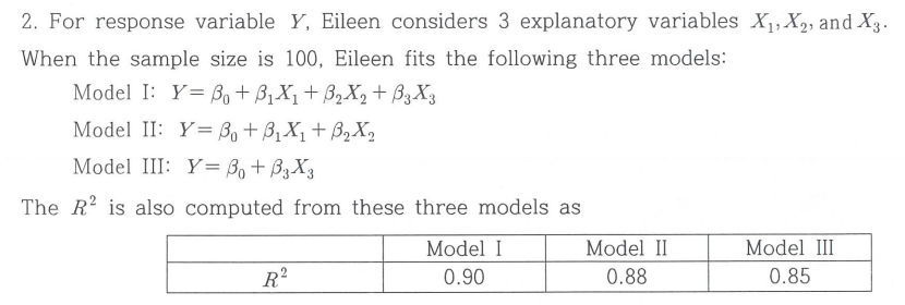 Solved For response variable Y, Eileen considers 3 | Chegg.com