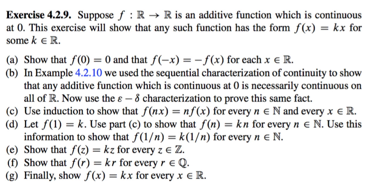 Solved Exercise 4.2.9. Suppose f :R → R is an additive | Chegg.com