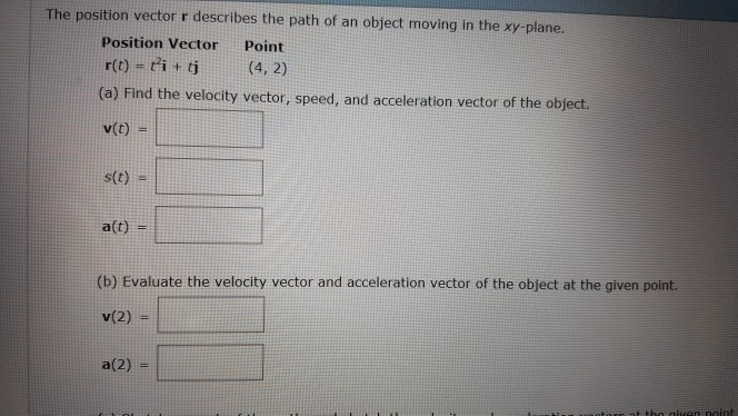 Solved The position vector r describes the path of an object | Chegg.com