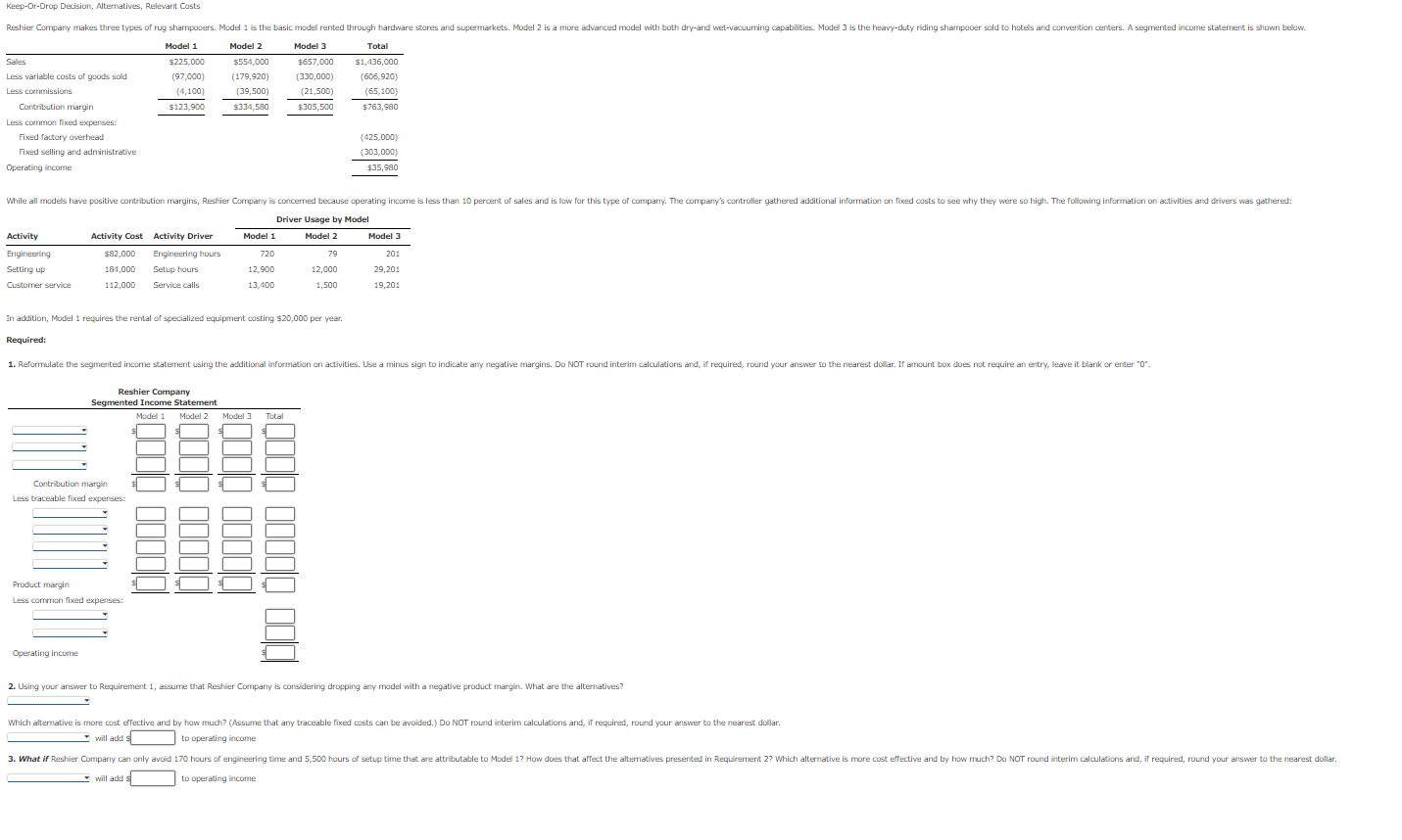 Solved Keep-Or-Drop Decision, Atternatives, Relevant | Chegg.com