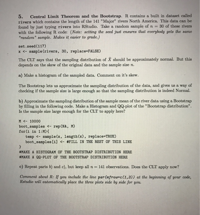 Solved 5. Central Limit Theorem and the Bootstrap. R | Chegg.com