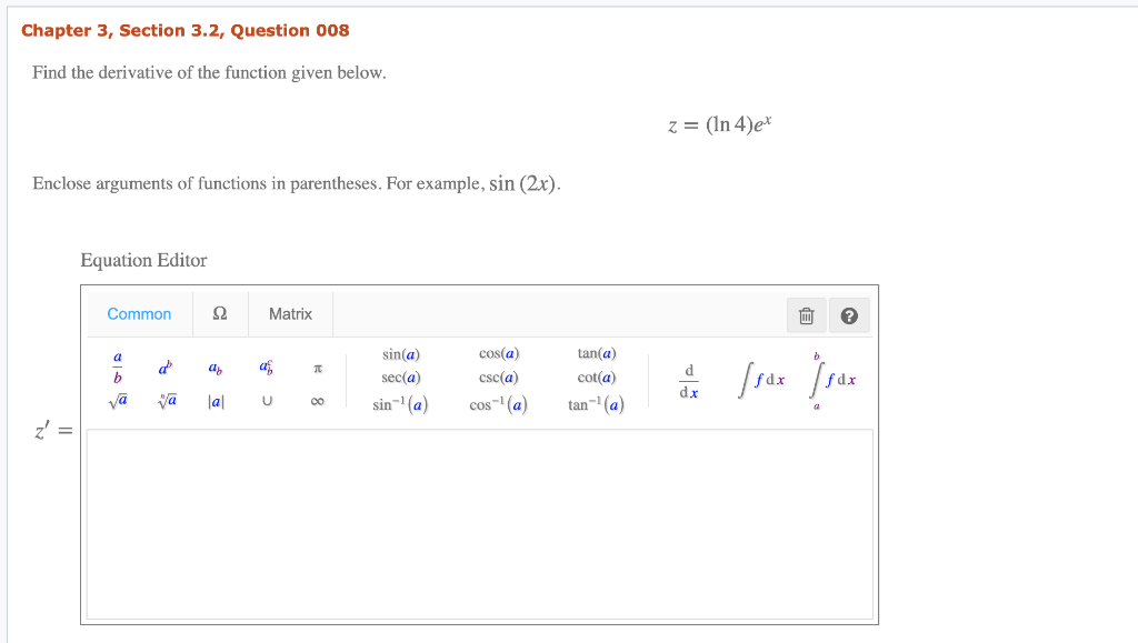 Solved Chapter 3, Section 3.2, Question 008 Find the | Chegg.com