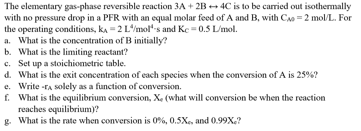 Solved == == The elementary gas-phase reversible reaction 3A | Chegg.com