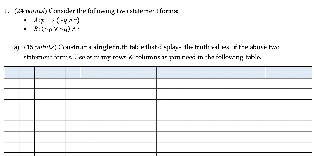 Solved 1. (24 points) Consider the following two statement | Chegg.com