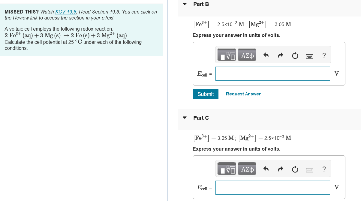 Solved A voltaic cell employs the following redox | Chegg.com