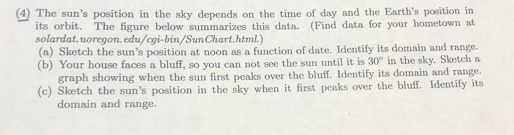 Solved 4) The sun's position in the sky depends on the time | Chegg.com