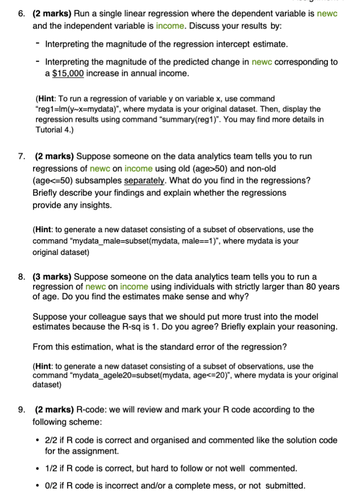 Solved Questions 1. (2 marks) Using the age variable, create | Chegg.com