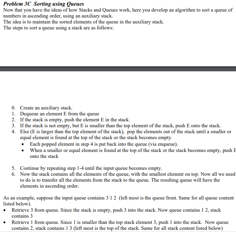 Solved Problem 3C Sorting using Queues Now that you have the | Chegg.com