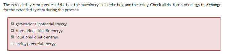 Solved The extended system consists of the box, the | Chegg.com