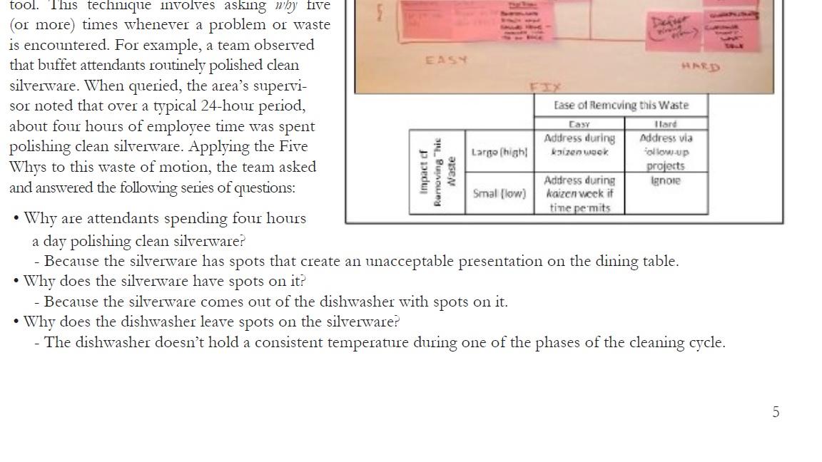 Solved Implementing LEAN Operations at Caesars Casinos In | Chegg.com