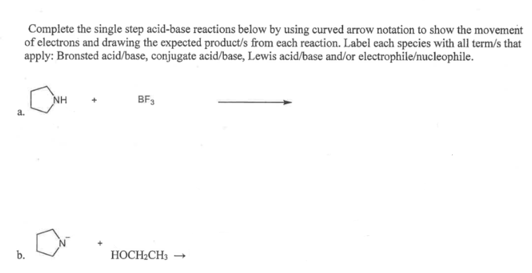 Solved Complete the single step acid-base reactions below by | Chegg.com