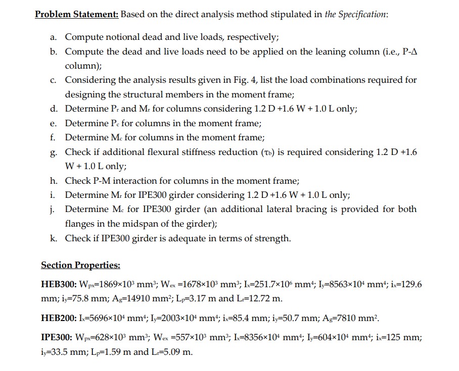 Solved Given: Figure 1 shows the elevation of a moment frame | Chegg.com