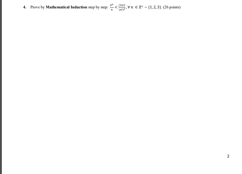 Solved 4. Prove by Mathematical Induction step by step: \\( | Chegg.com