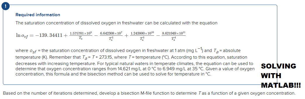 Solved ! Required information The saturation concentration | Chegg.com