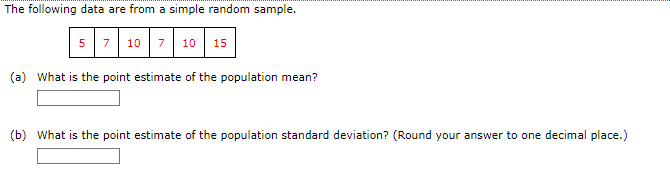 Solved The following data are from a simple random sample. | Chegg.com