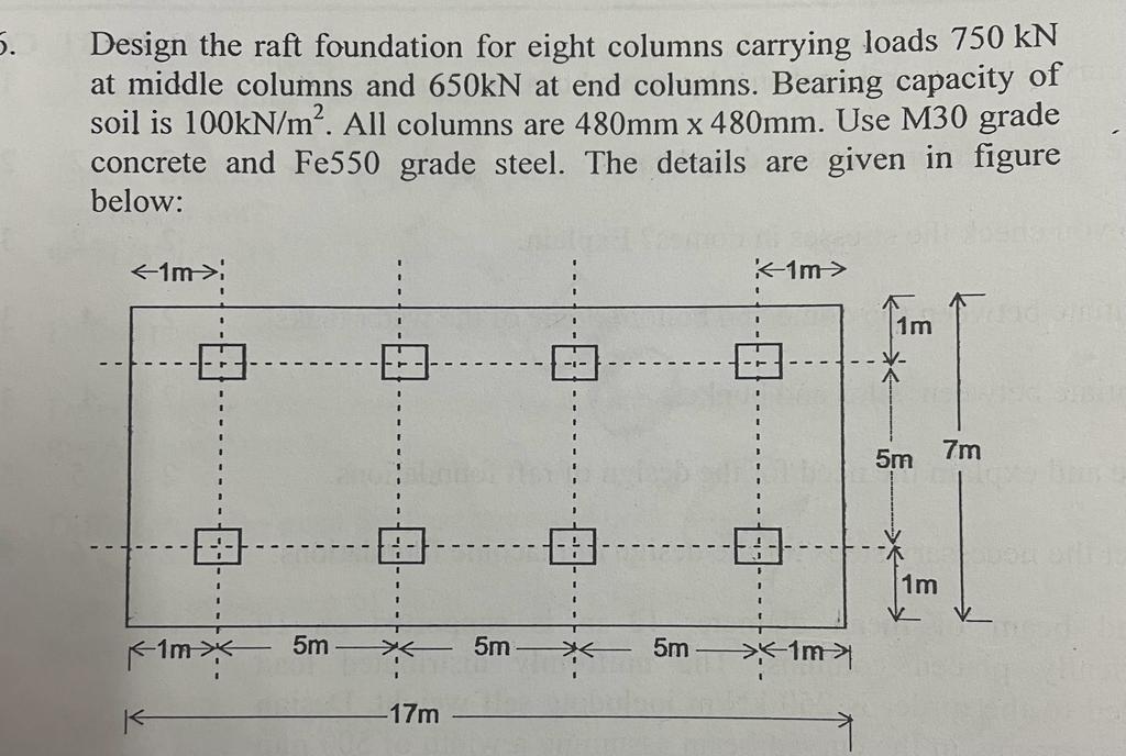 Solved Design the raft foundation for eight columns carrying | Chegg.com