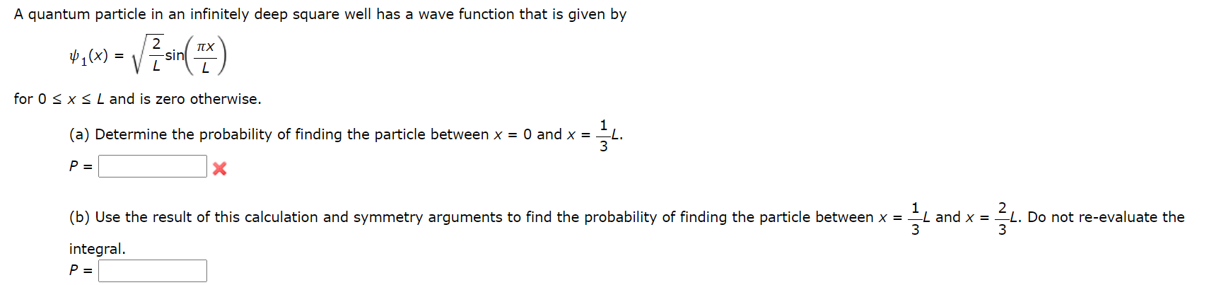Solved A quantum particle in an infinitely deep square well | Chegg.com
