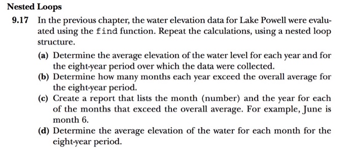 Solved Nested Loops 9.17 In the previous chapter, the water | Chegg.com