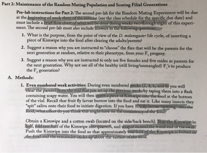 Part 2: Maintenance of the Random Mating Population | Chegg.com