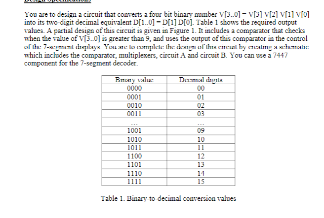 You are to design a circuit that converts a four-bit | Chegg.com