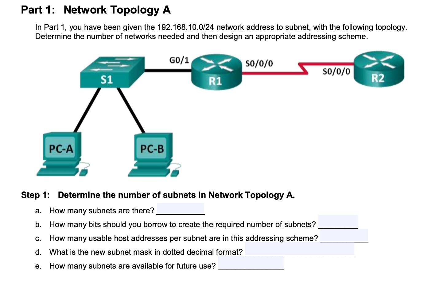 Solved Part 1: Network Topology A In Part 1, you have been | Chegg.com
