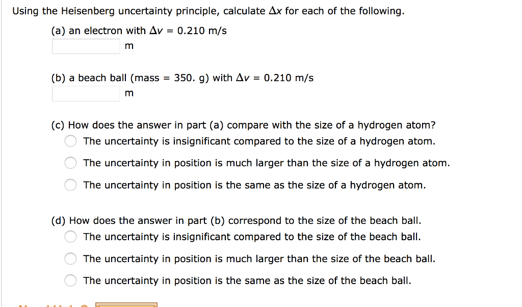 Solved Using the Heisenberg uncertainty principle, calculate | Chegg.com