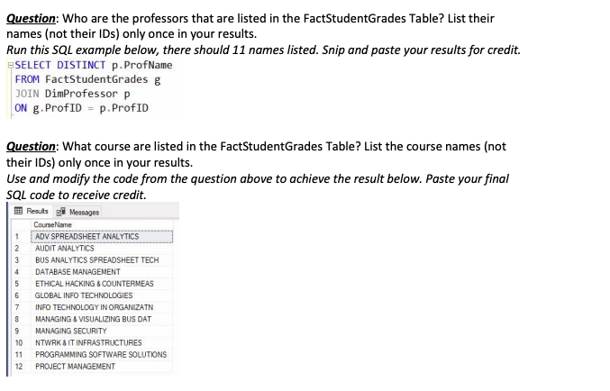 Solved DimCourse Section 9 Section Course CourseName Units | Chegg.com